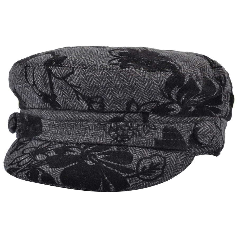 G&H Herringbone Floral Breton Fisherman Fiddler Caps – Planet Head wear